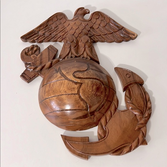 Accents | Vintage Us Marine Corps Emblem Large Wood Carving | Poshmark
